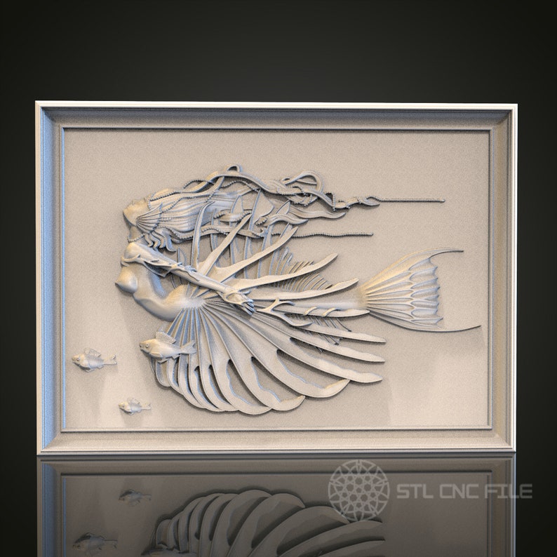 3D Mermaid Relief STL Model for CNC Router Engraver - Marine Wall Art ...