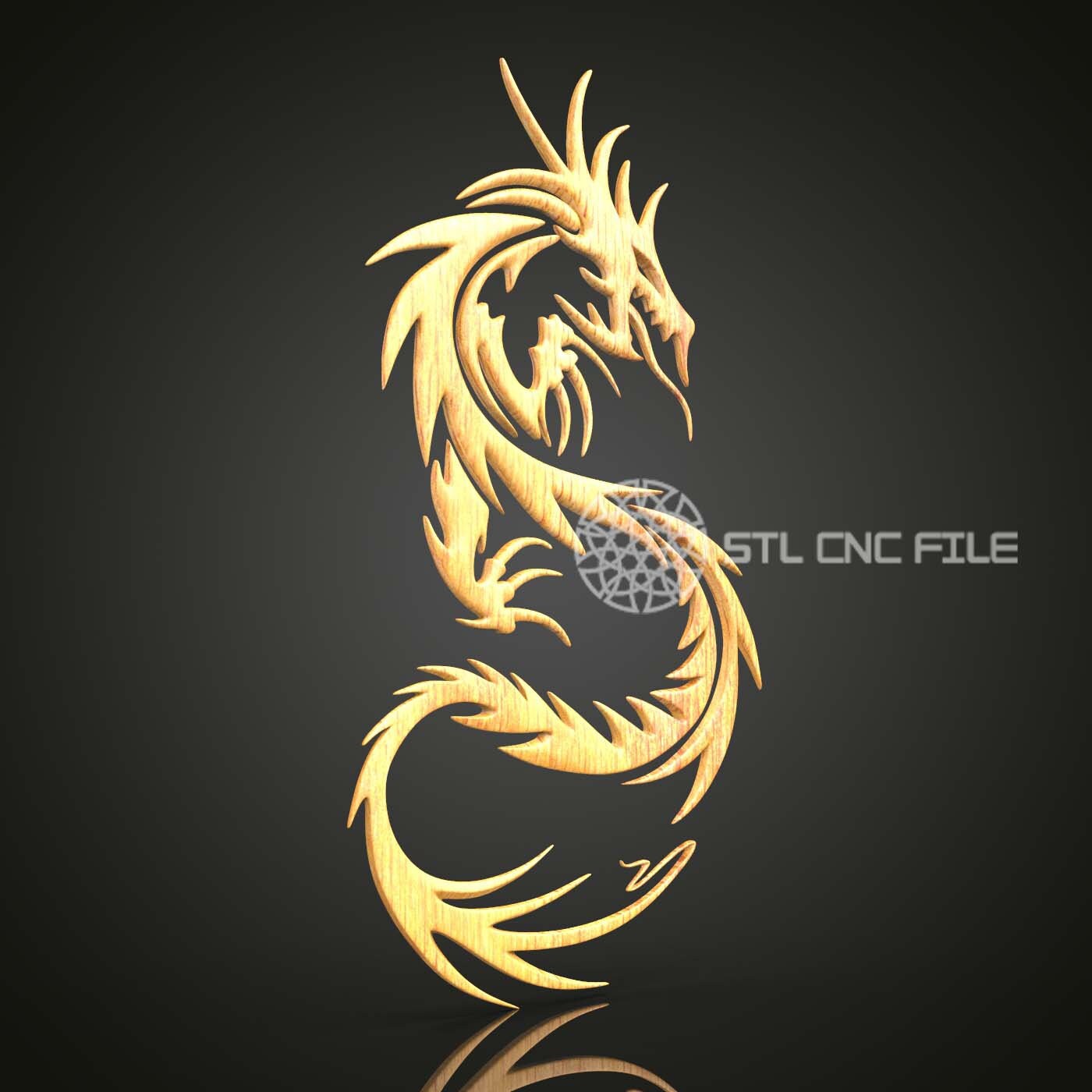 Elegant Serpentine Dragon STL Model, CNC Router Engraving File, Artcam ...