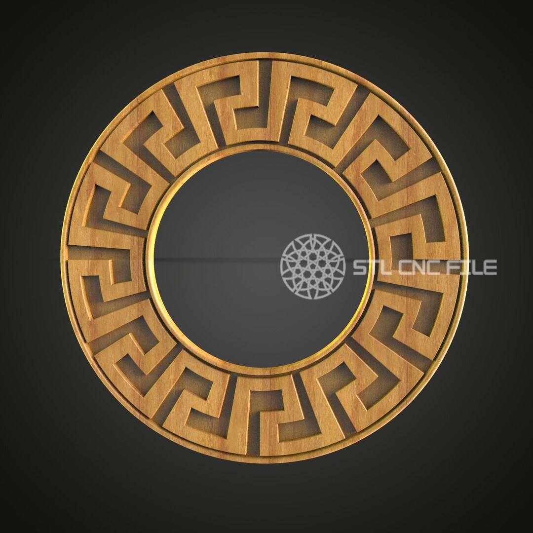 Geometric Greek Key Circular Frame - CNC Router STL File, Modern Wall ...