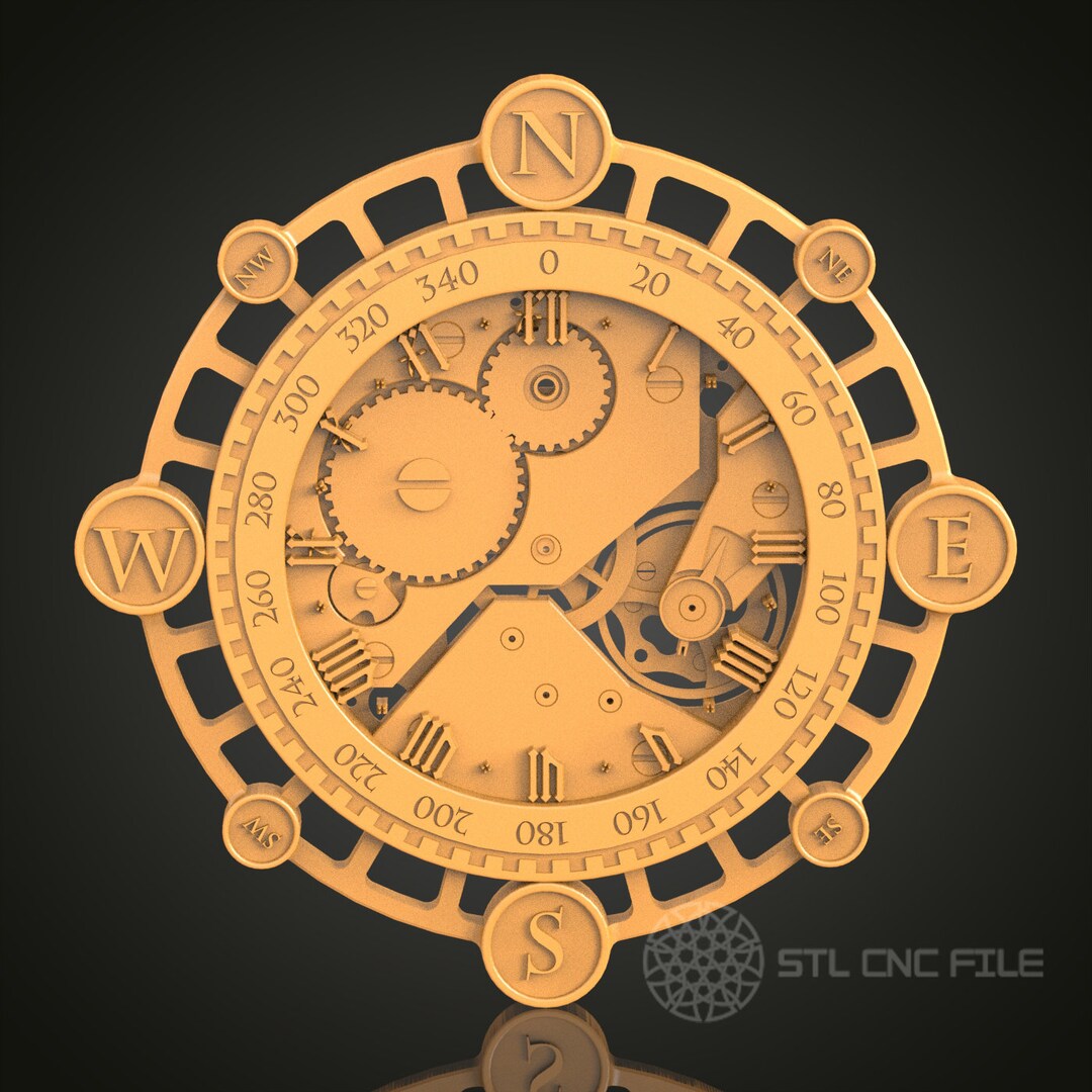 Compass Clock - STL Model for CNC Router and 3D Printing - Compatible ...
