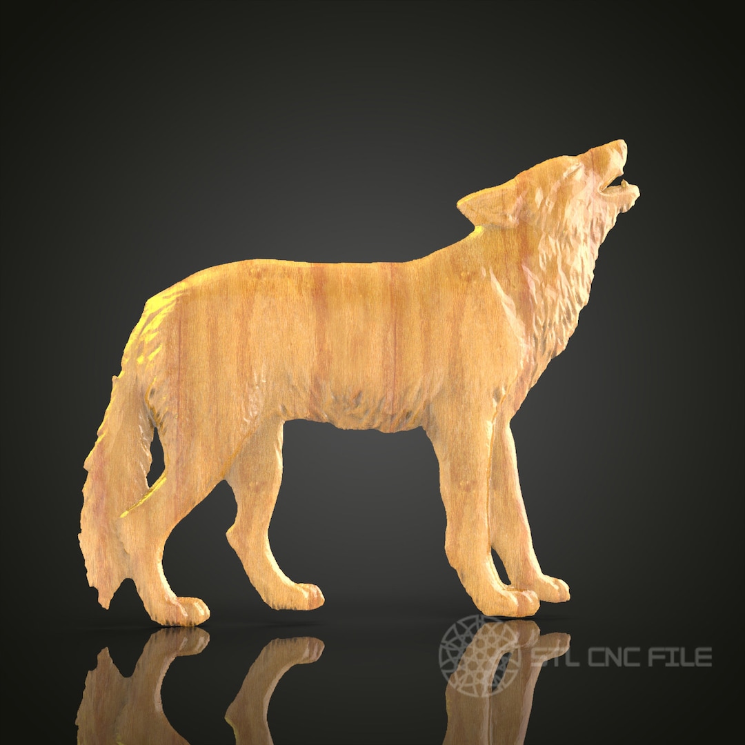 Wolf 3D STL Model for CNC Router - Wild Animal Wood Carving Digital ...
