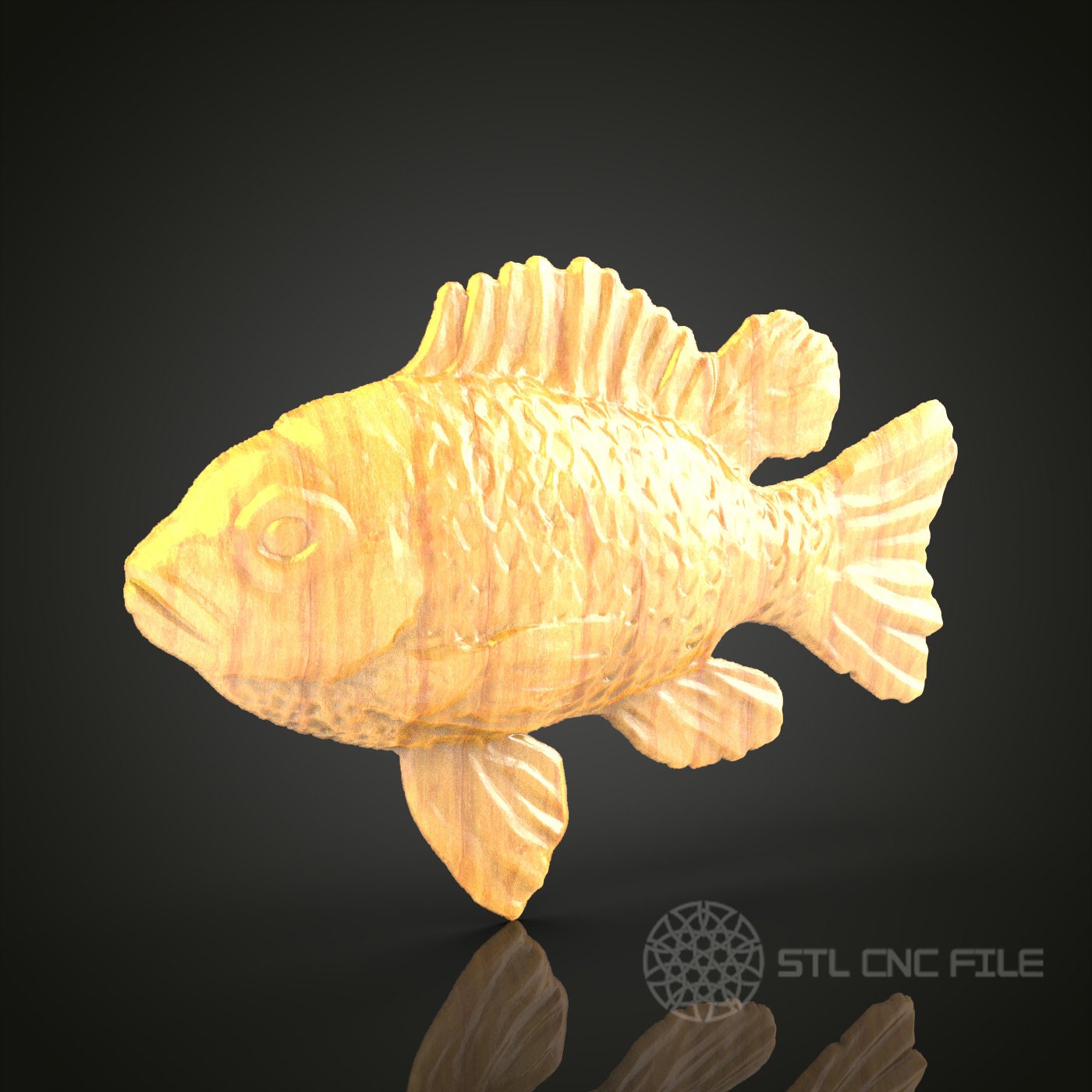 Fish 3D STL Model for CNC Router Aquatic Wall Decor, Digital Carving ...