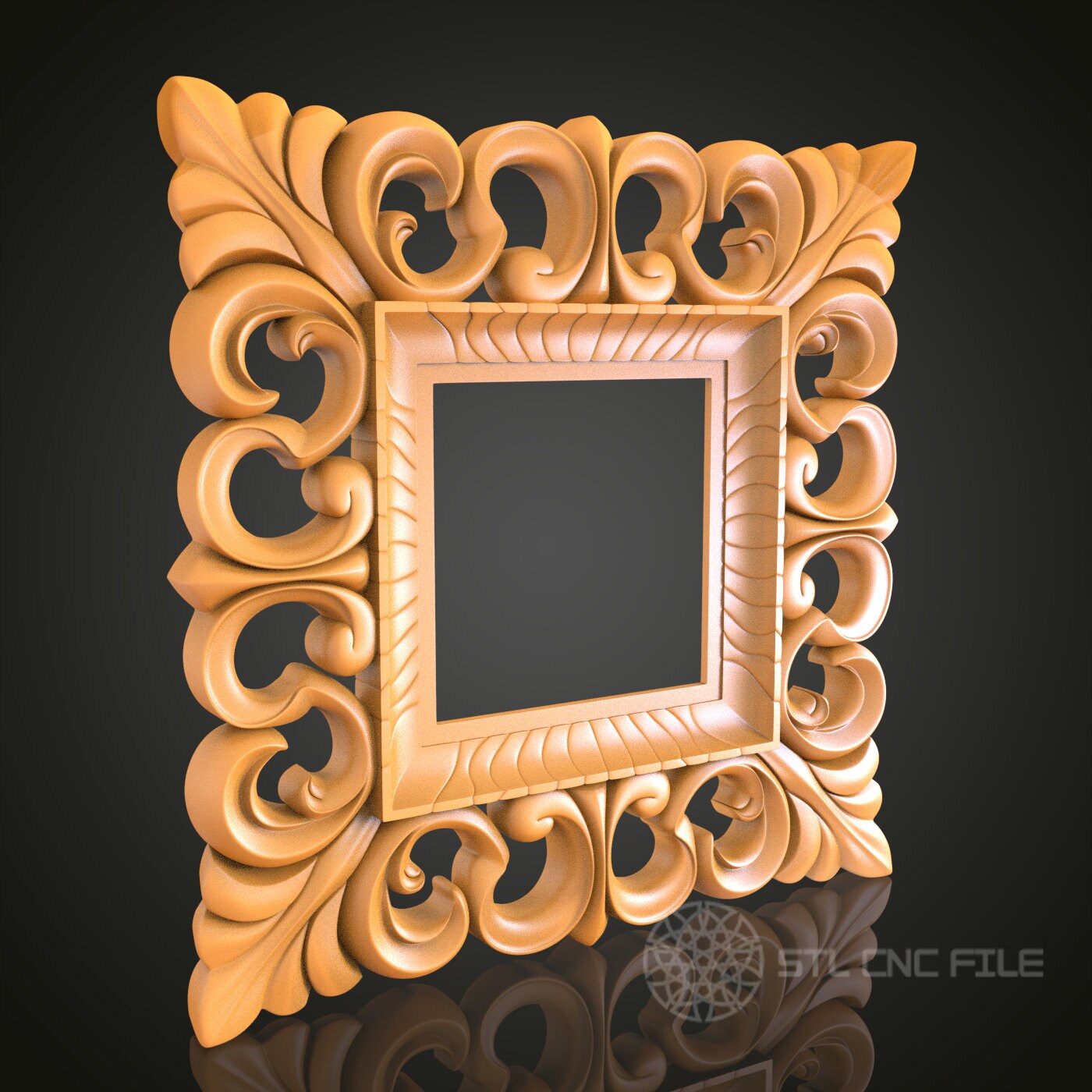Square Ornate Decorative Frame STL Model for CNC Router Engraver, 3D ...