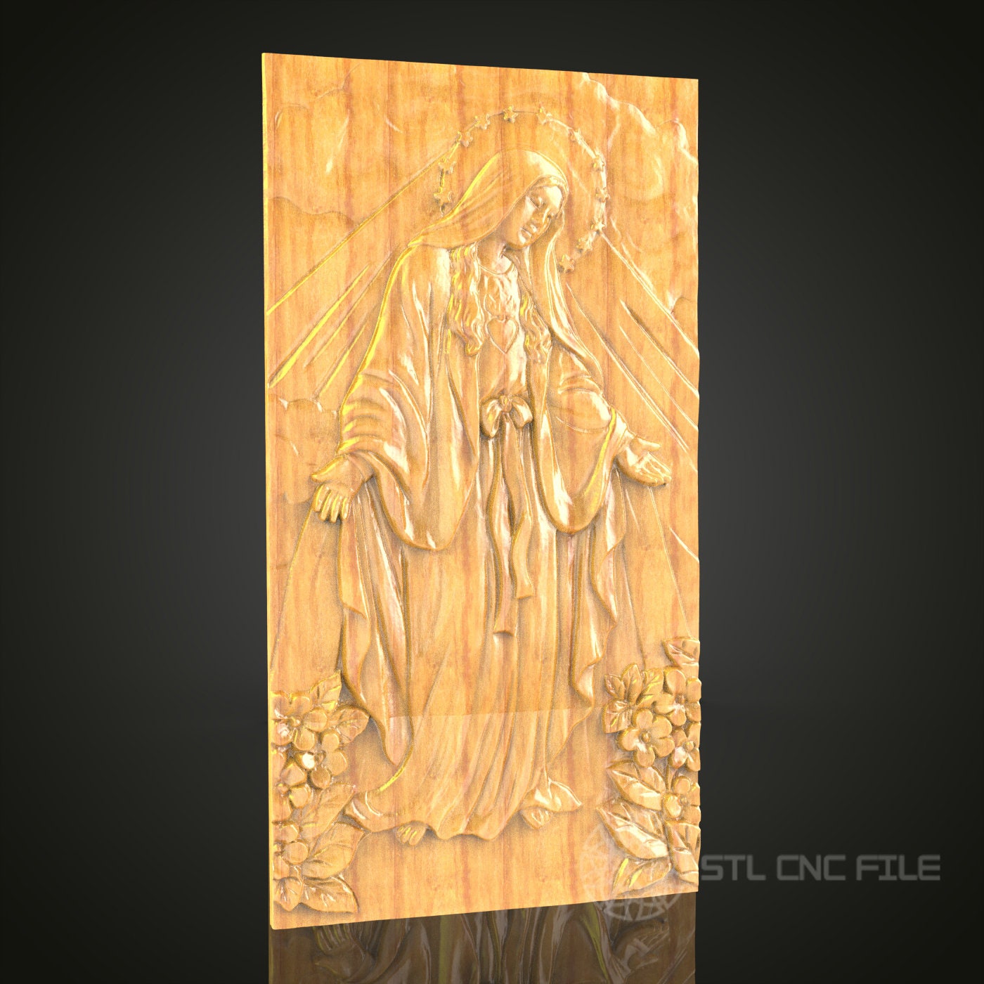 Virgin Mary 3D STL Model - CNC Router File for Religious Wood Carving ...