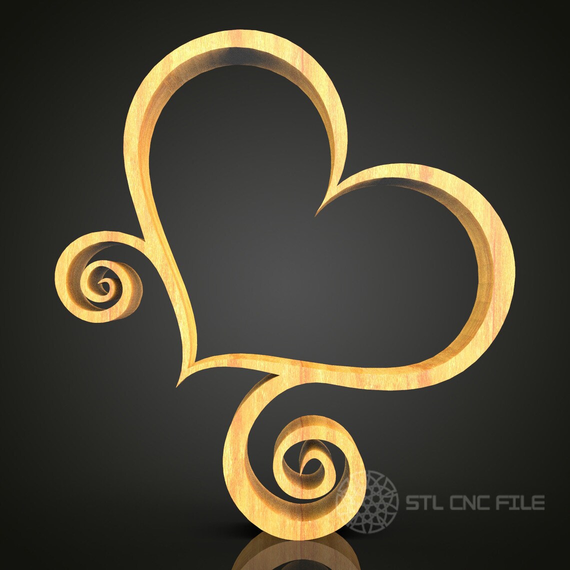 Heart Swirl Decorative Frame STL Model: CNC Router Artcam Aspire ...