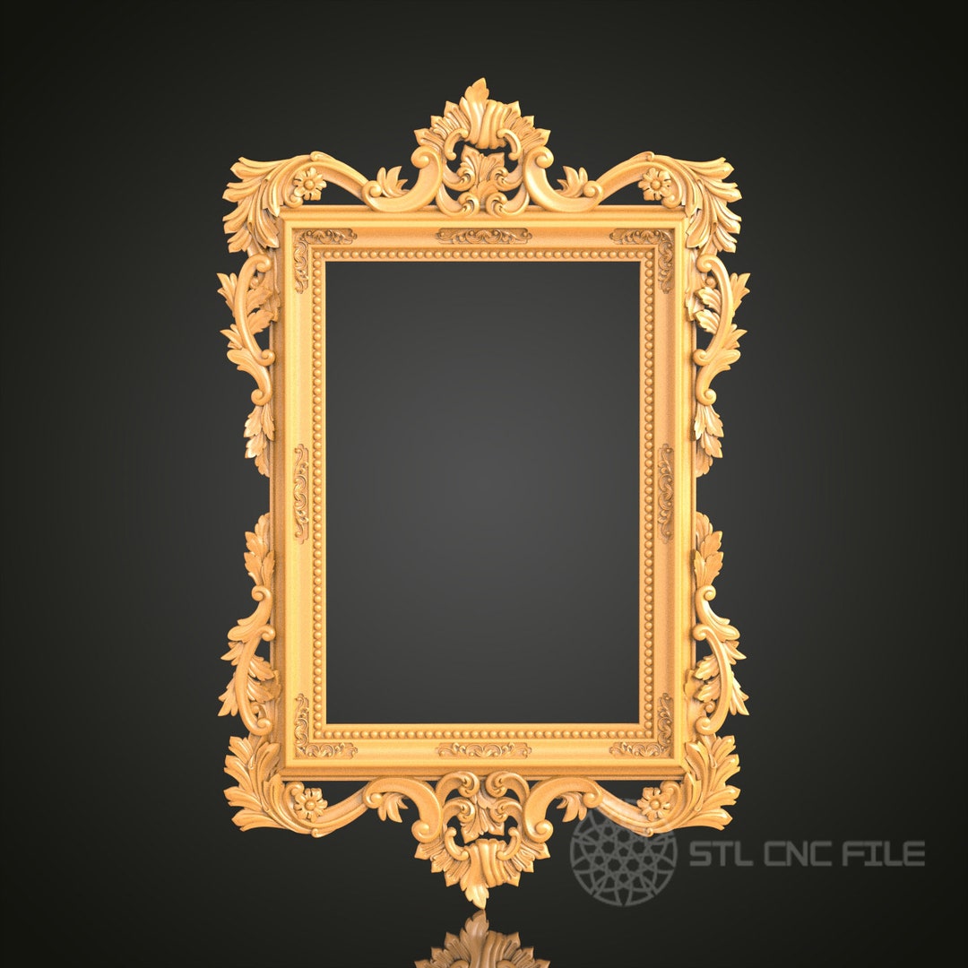 Grand Baroque Style Rectangular Frame STL Model – Ideal for CNC and 3D ...