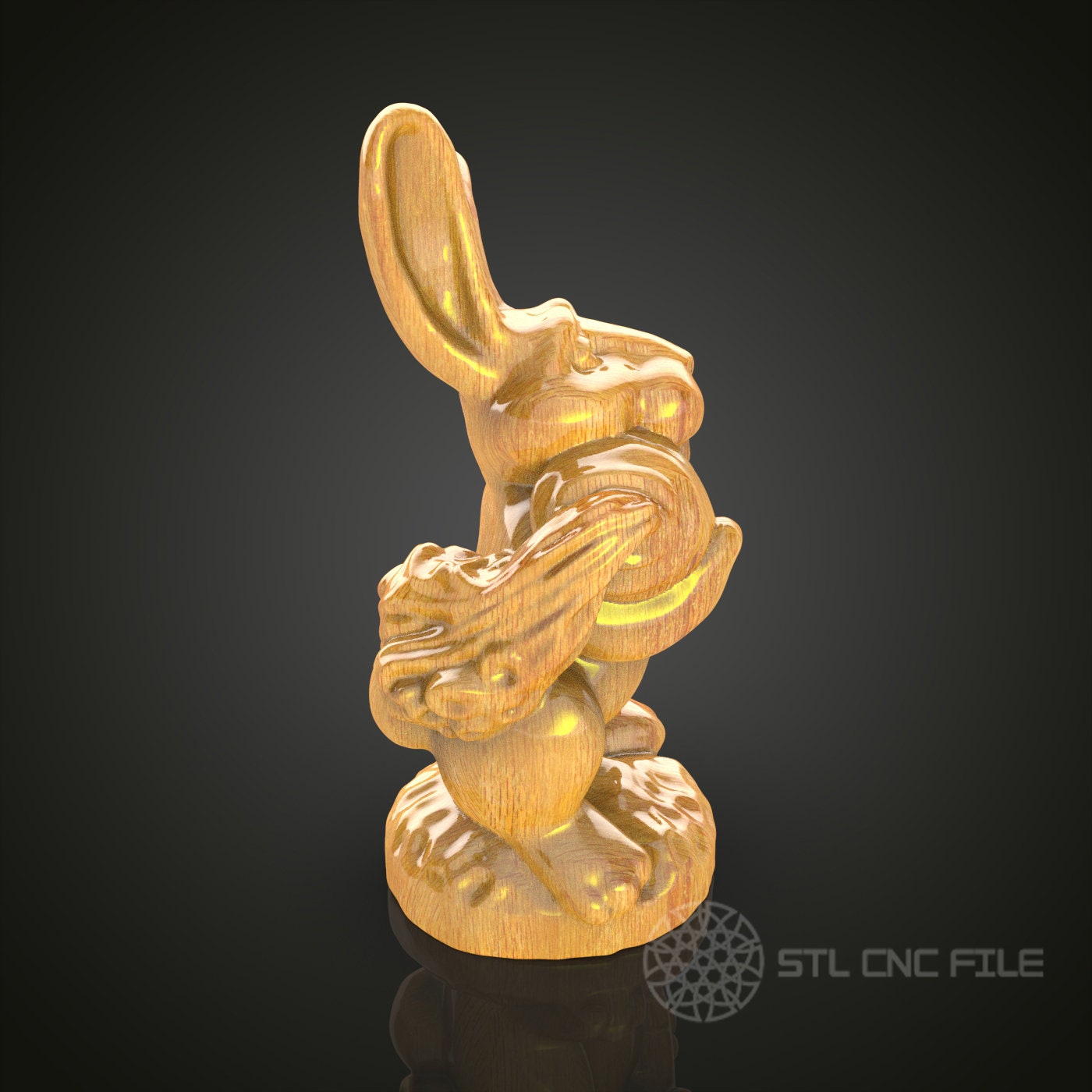 Rabbit Sculpture 3D STL Model for CNC Router - Whimsical Wood Art ...