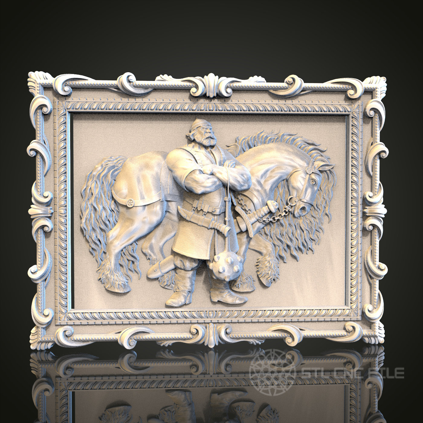 Medieval Knight and Horse 3D STL File, CNC and 3D Printer Model ...