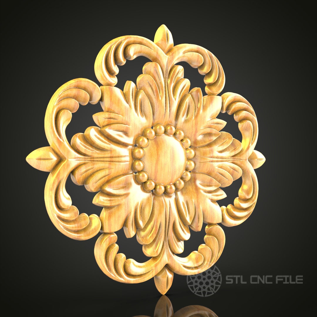 STL Model Flower Motif - CNC Router Engraver Files for Artcam, Aspire ...