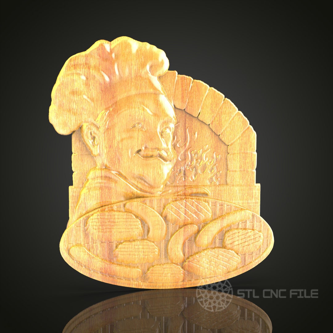 Cheerful Chef Bread Baker Wall Art - 3D STL File for CNC Wood Carving ...