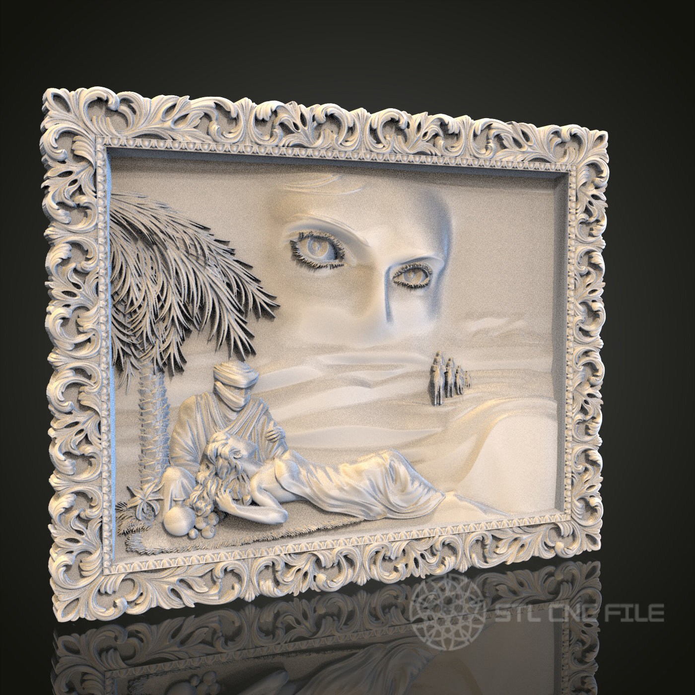 3D Desert Scene Relief STL Model for CNC Router Engraver - Exotic Wall ...