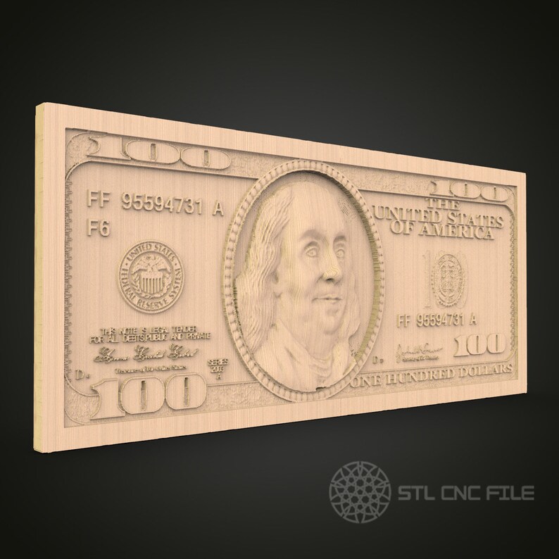 100 Dollar Bill 3D CNC Router Engraver File, STL Model for Artcam ...