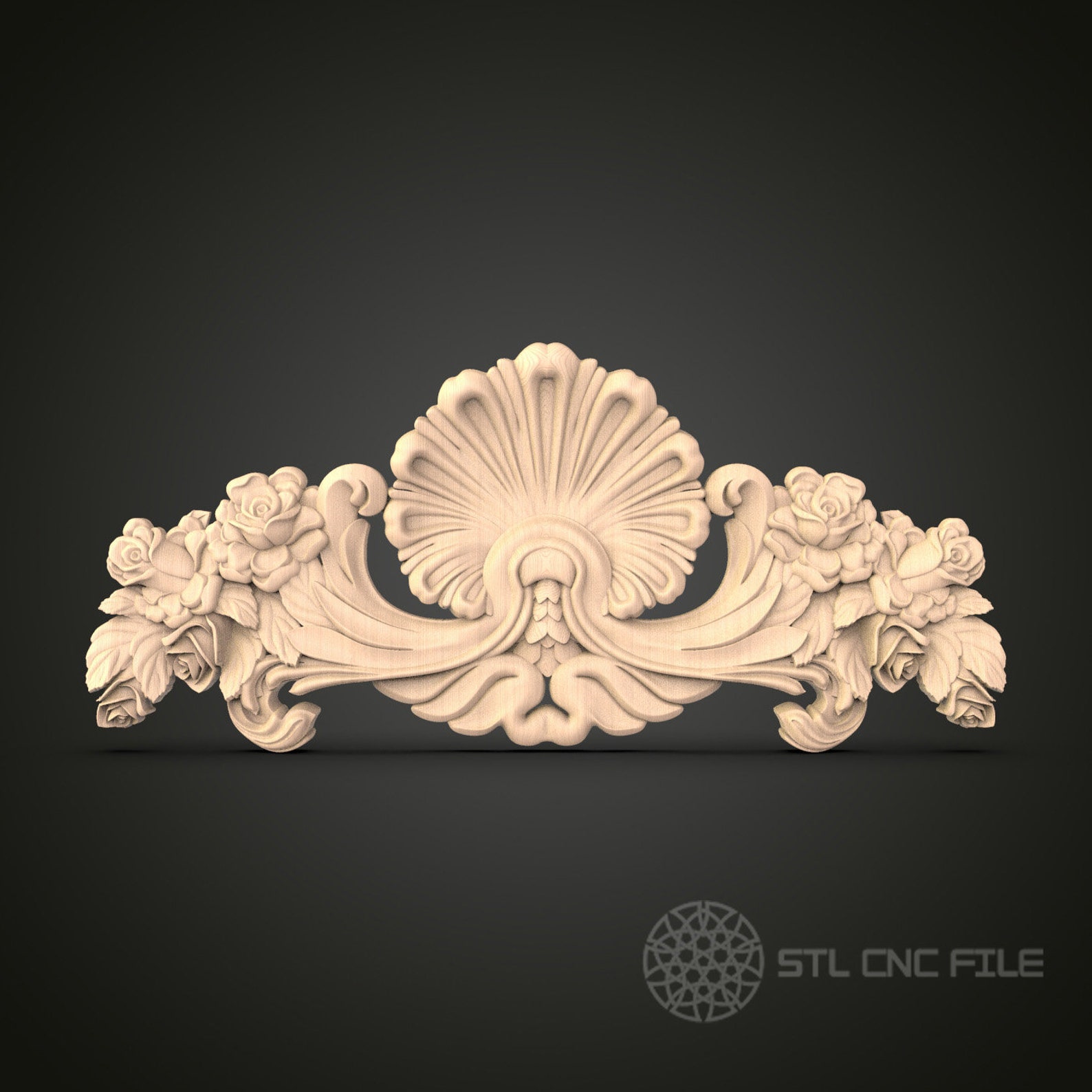 Rococo Style Floral Swag 3D Model STL File, Ornate Flower and Shell ...