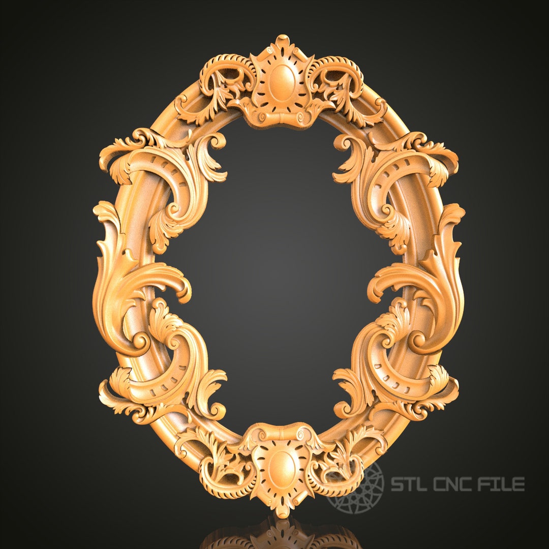 Baroque Oval Frame STL Model for CNC Router Engraver, Artcam, Aspire ...