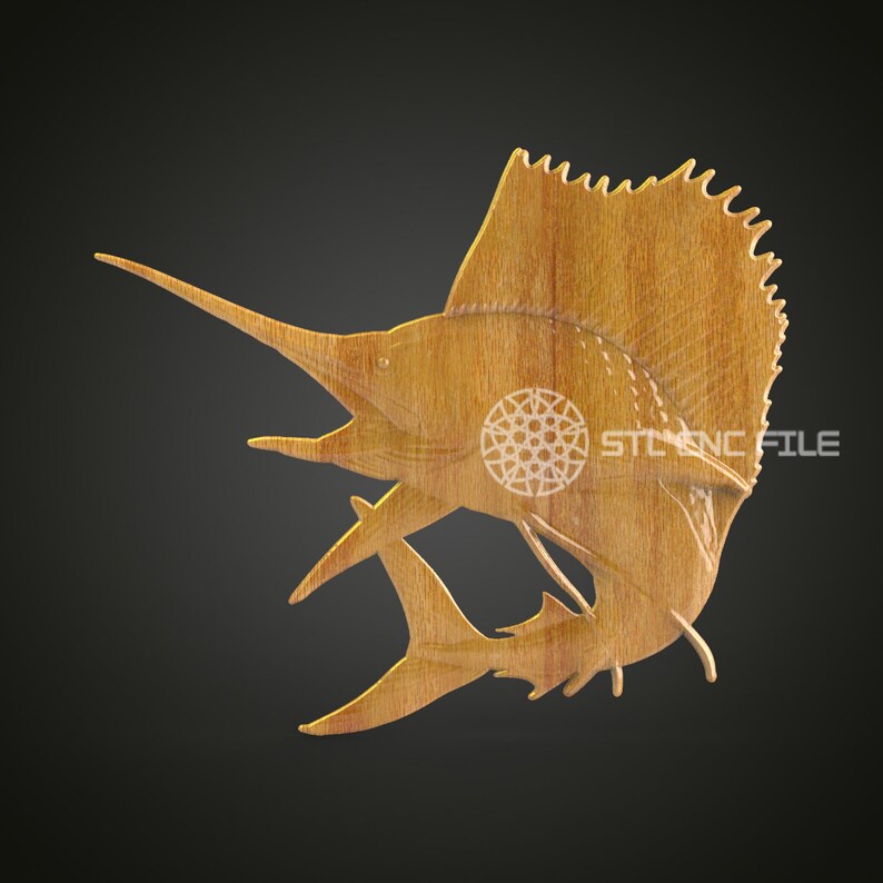 Majestic Sailfish 3D STL Model for CNC, Compatible With Artcam & Aspire ...