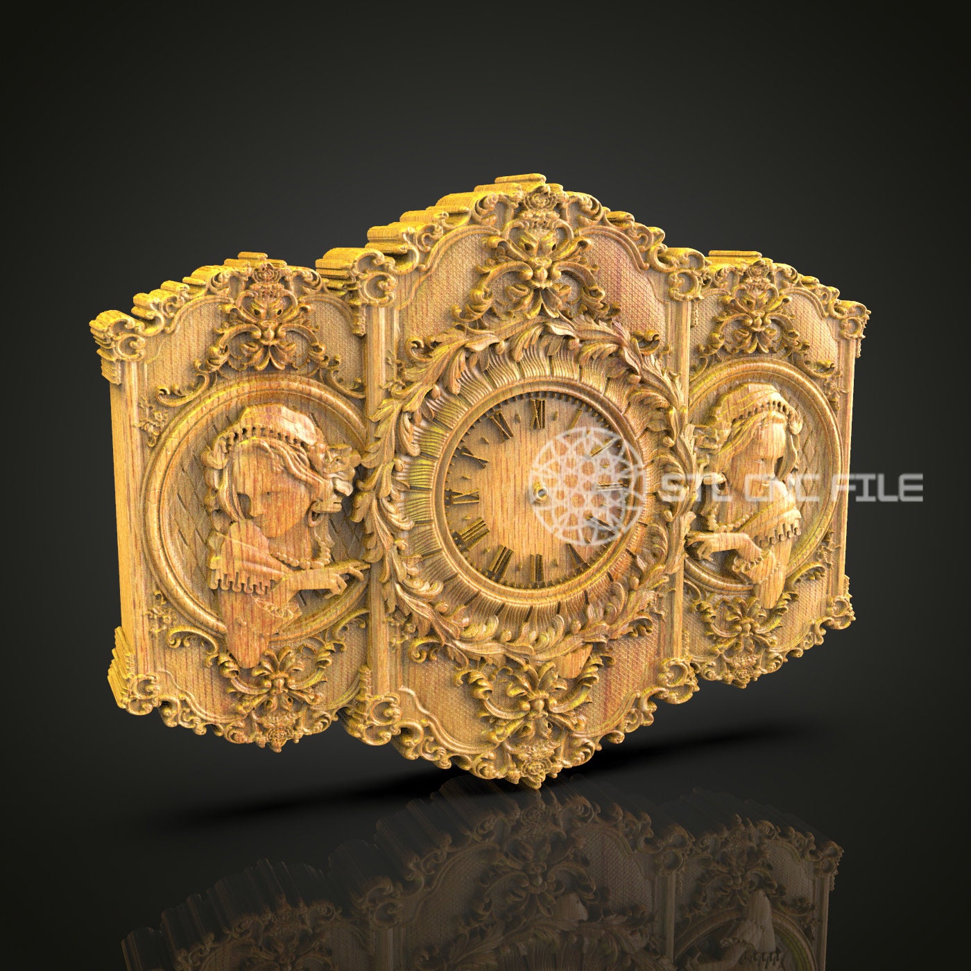 Classic Elegance 3D STL Clock Model CNC Engraving, Renaissance Inspired ...