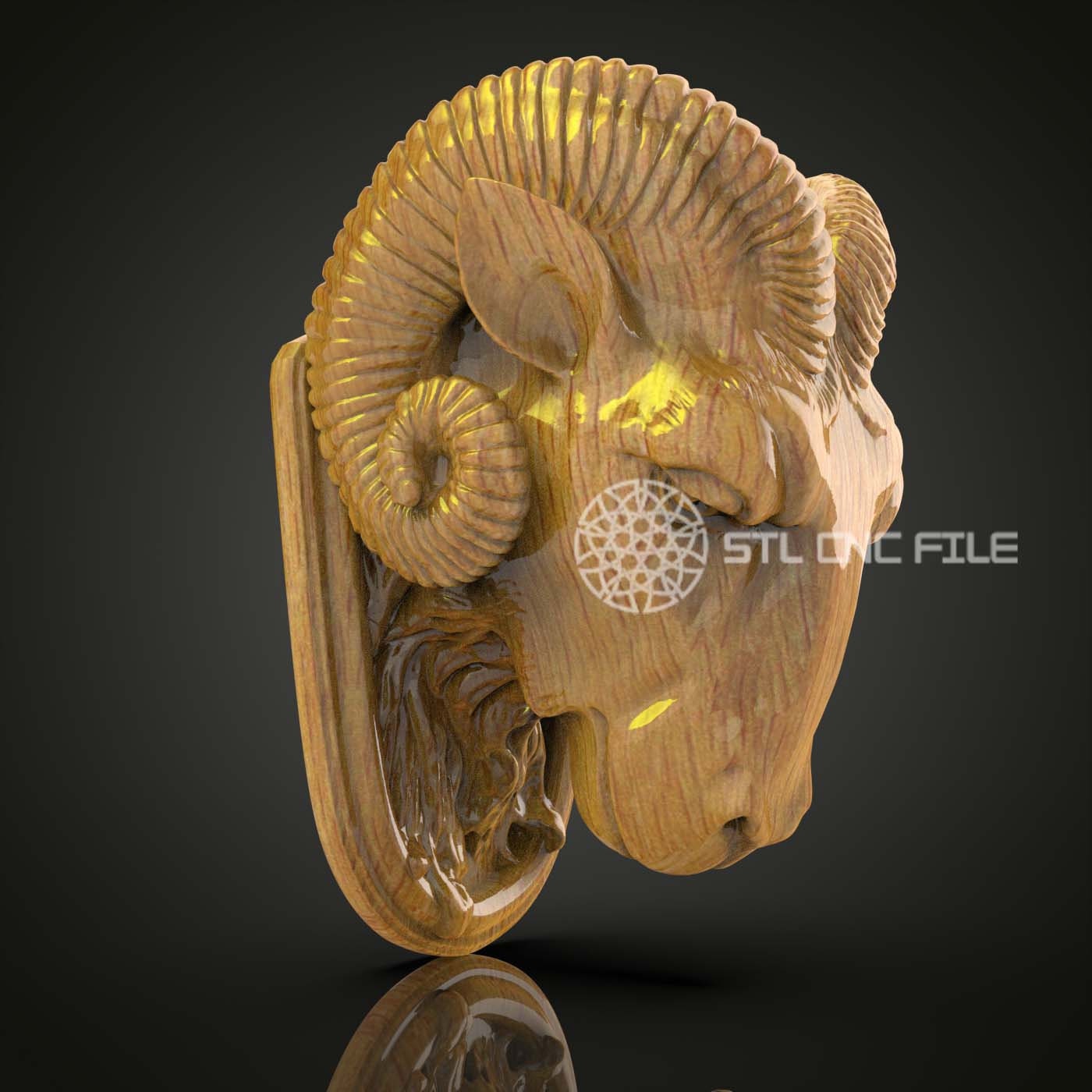 Serene Sheep Bust - Ram STL Model for CNC, Artcam/aspire Sheep Carving ...