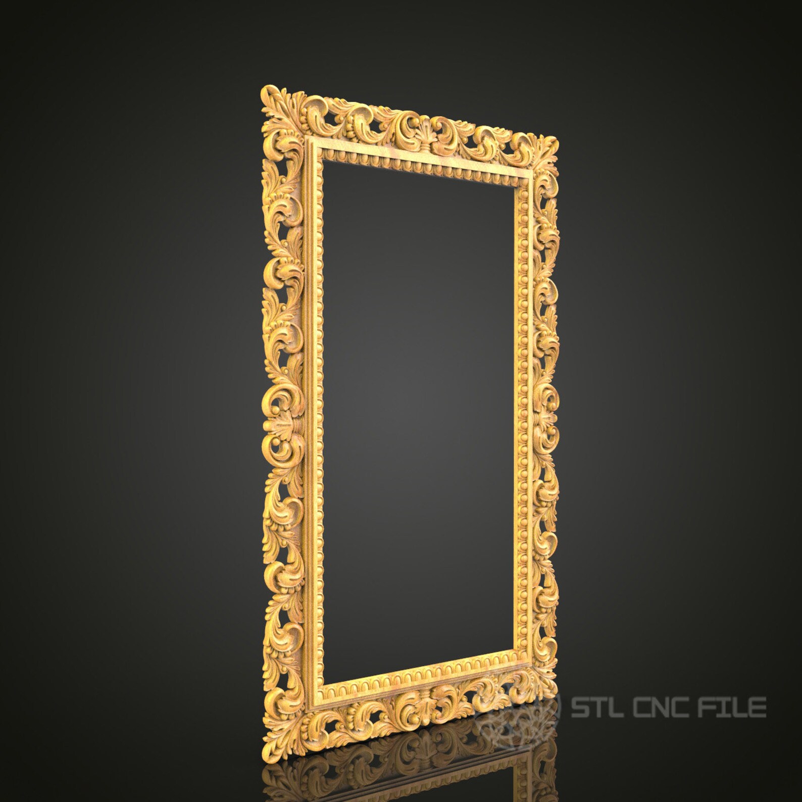 Highly Ornate Baroque-style Mirror Frame STL Model for CNC Router ...
