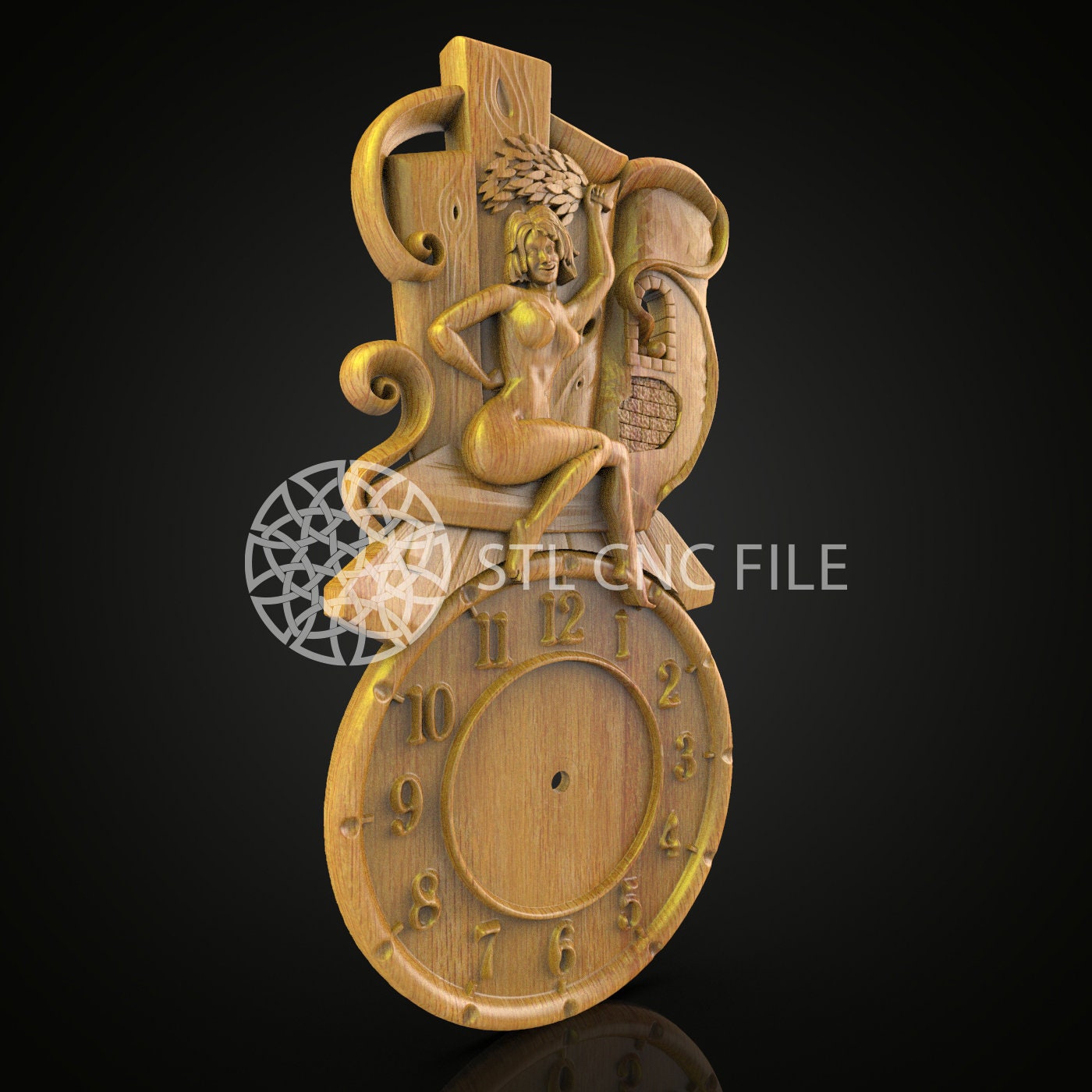 Mystical Mermaid Clock STL Model, CNC Router Engraving, Nautical Wood ...