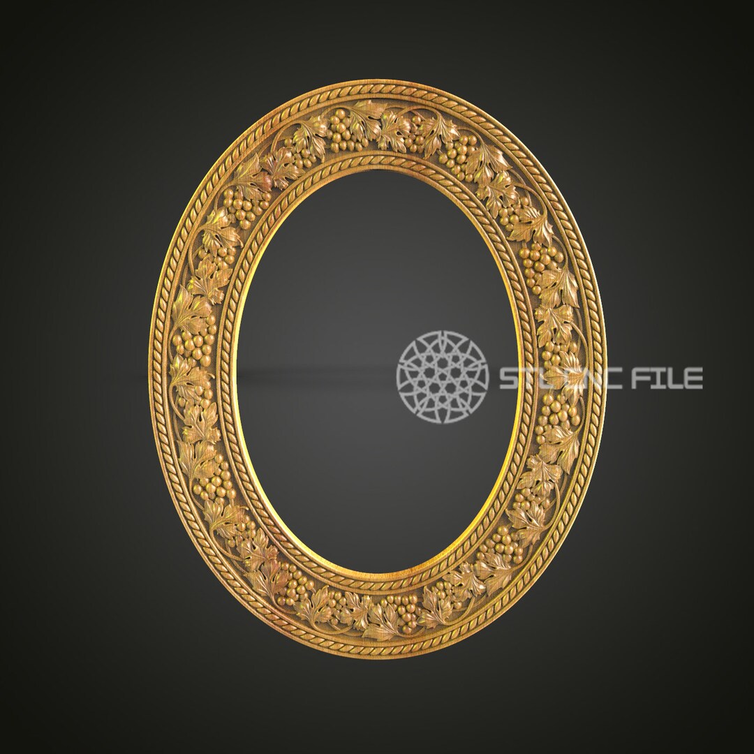 Victorian Oval Mirror Frame - CNC Router STL File, Antique Style Wall ...