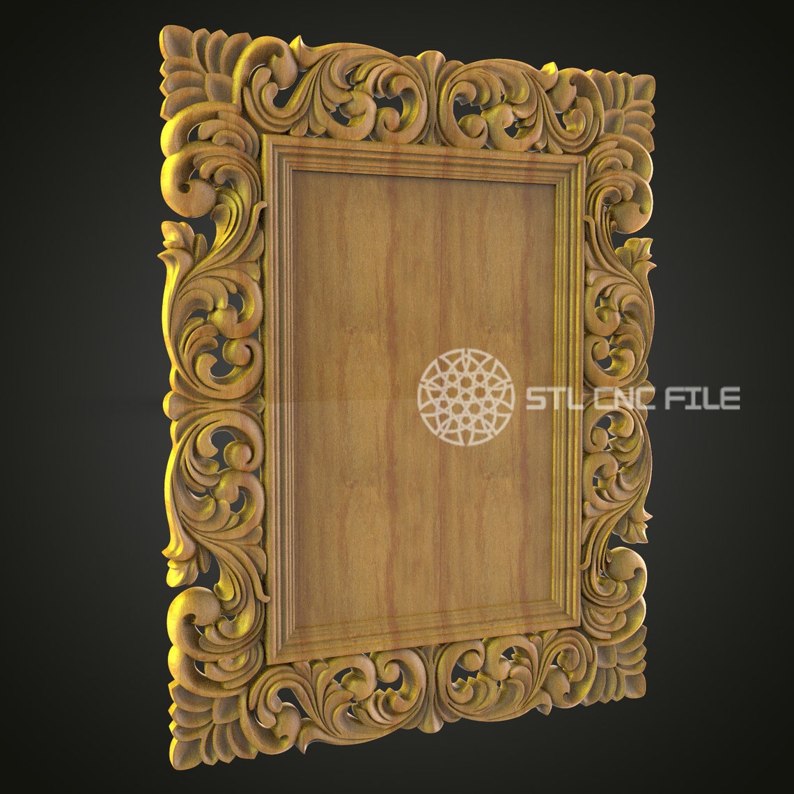 Robust Ornate Wooden Frame 3D Model for CNC - Artcam, Aspire, STL Files ...