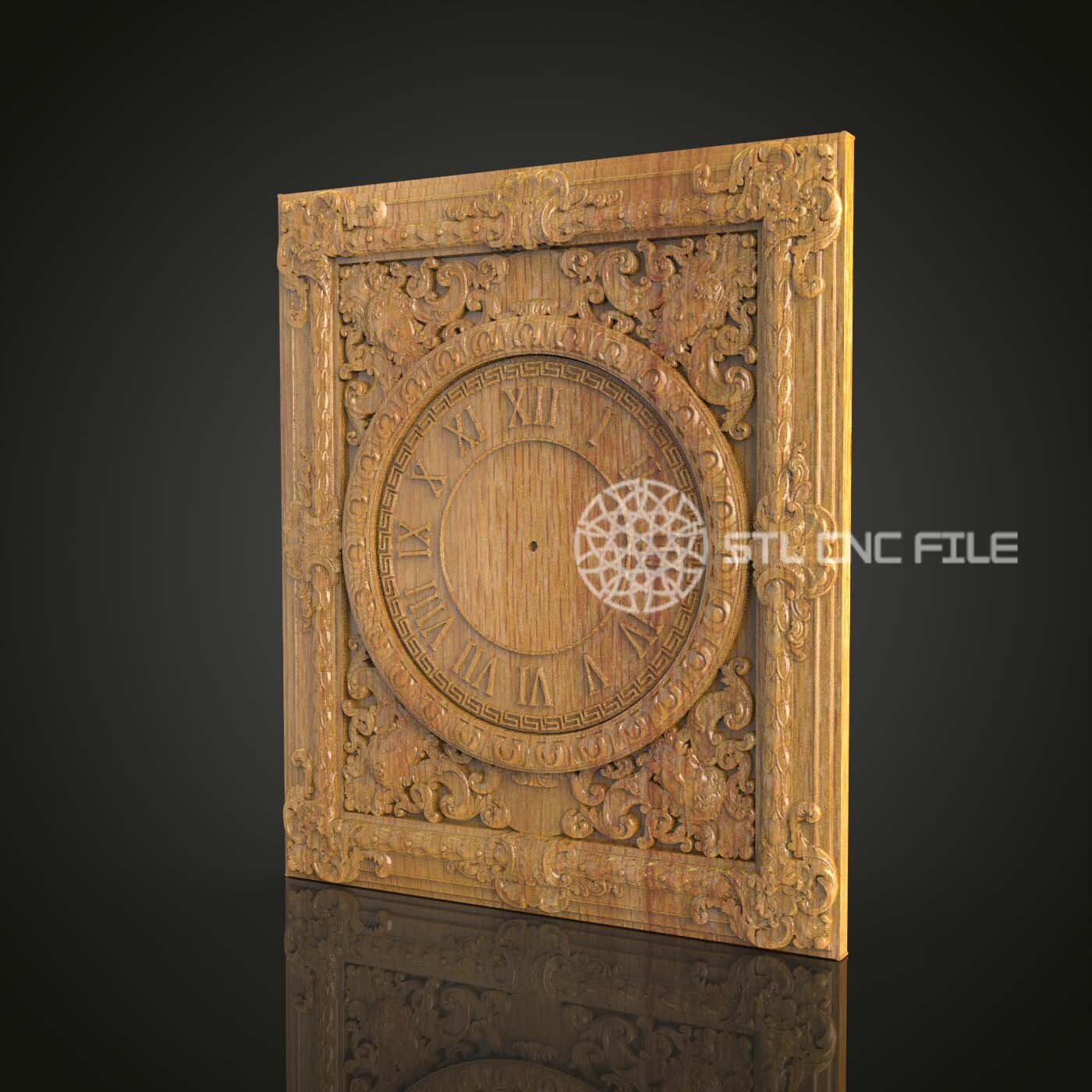 Classic Roman Numeral Clock Face STL Model – Ornate CNC Wood Carving ...