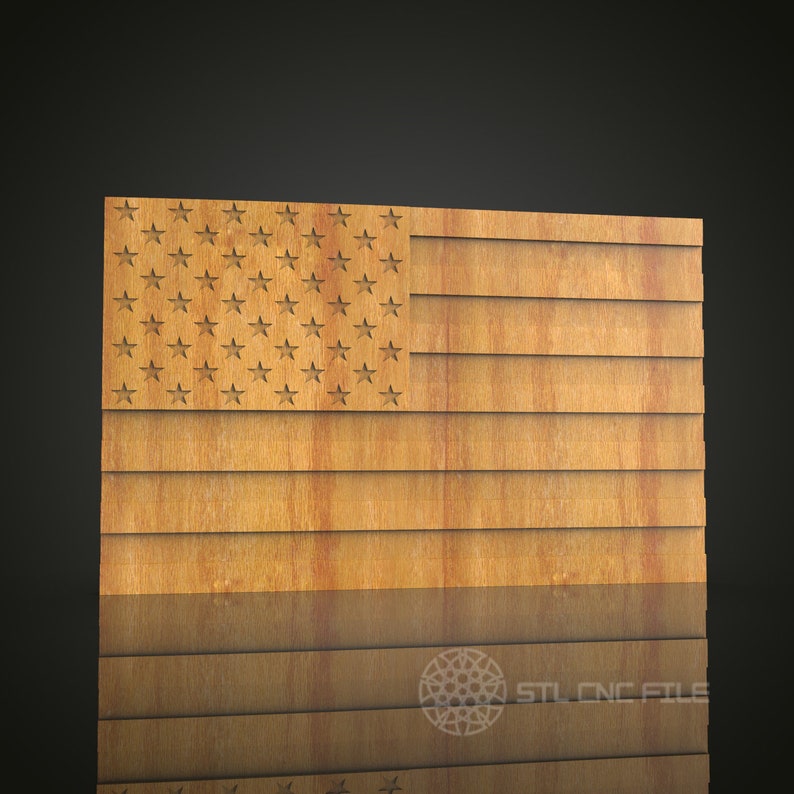Classic American Flag STL Model for CNC Router Engraver, Wall Decor ...