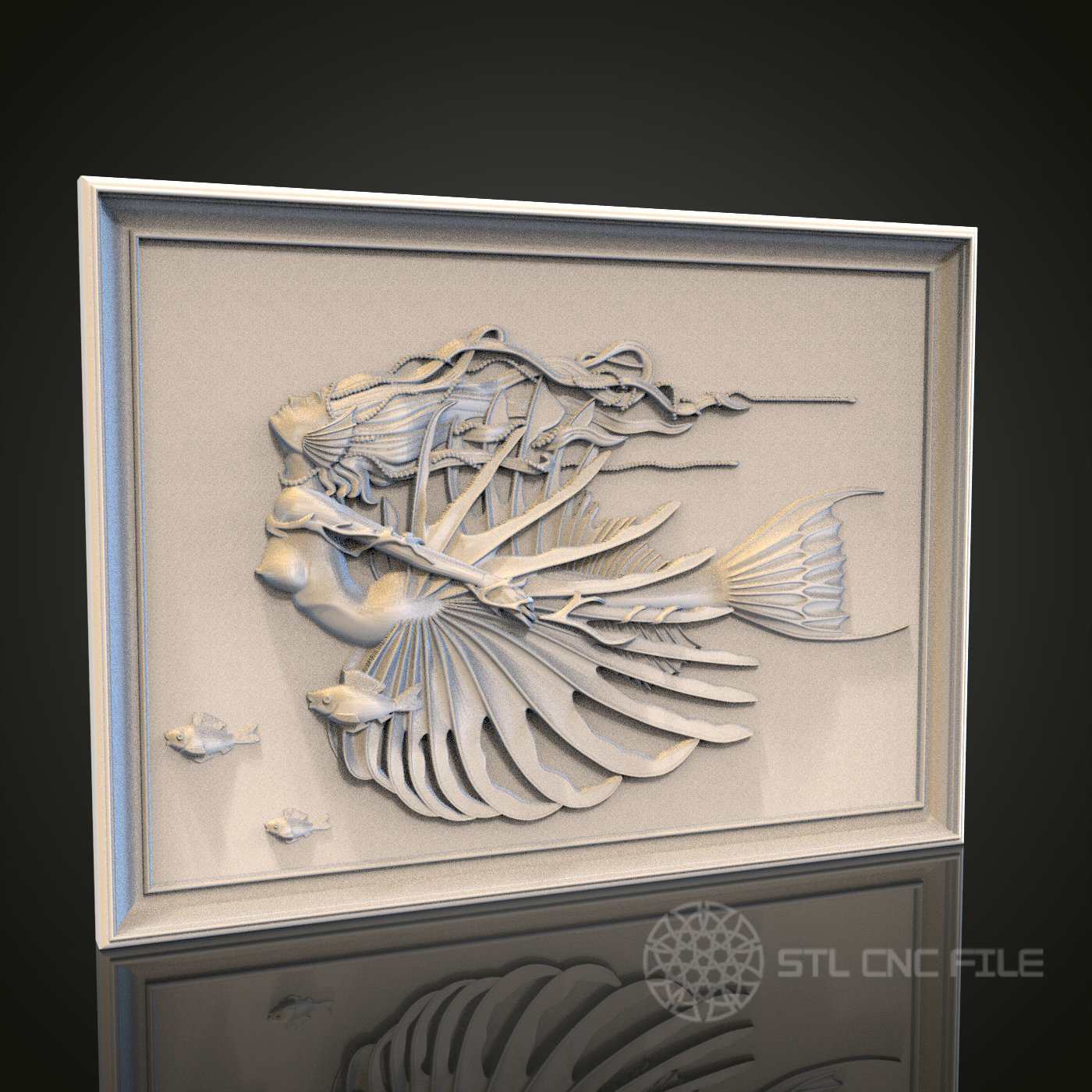 3D Mermaid Relief STL Model for CNC Router Engraver - Marine Wall Art ...