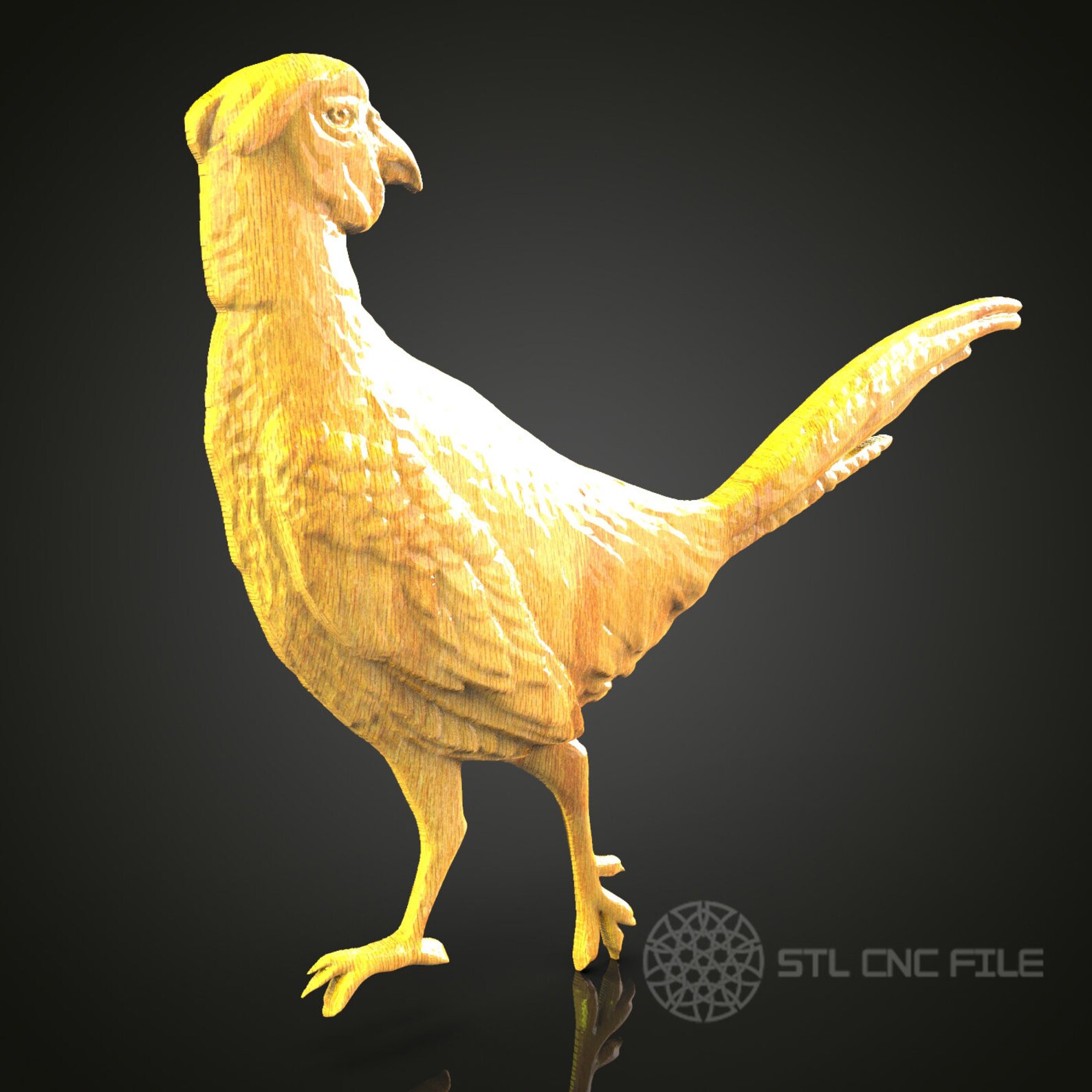 Chicken 3D STL Model for CNC Router - Detailed Poultry Wood Carving ...