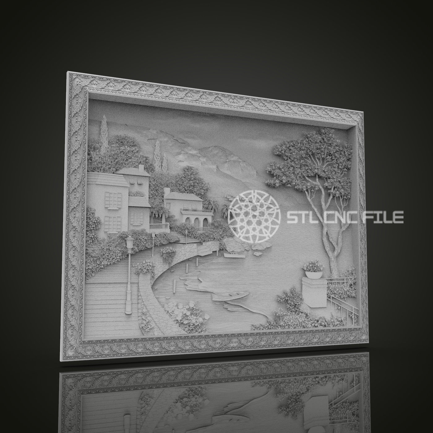 Mediterranean Village Relief STL File: Scenic CNC Carving Design - Etsy