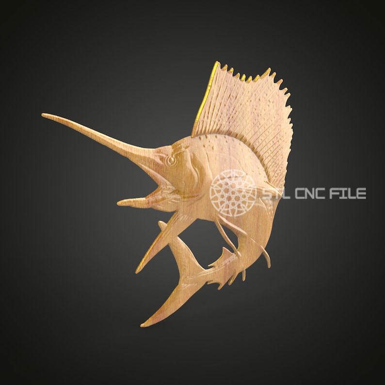 Majestic Sailfish 3D STL Model for CNC, Compatible With Artcam & Aspire ...