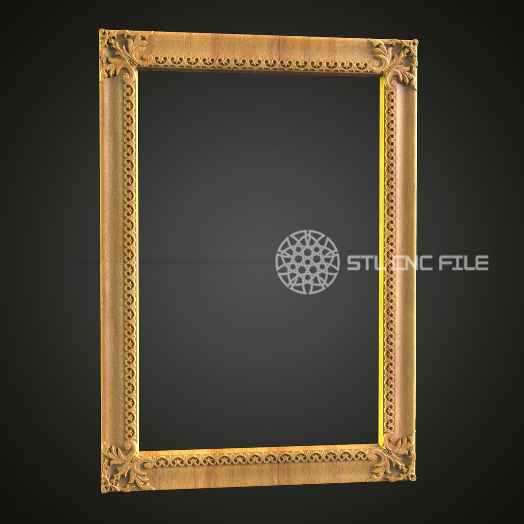 Vertical Ornate Mirror Frame STL File, CNC Router, Classic Elegance ...