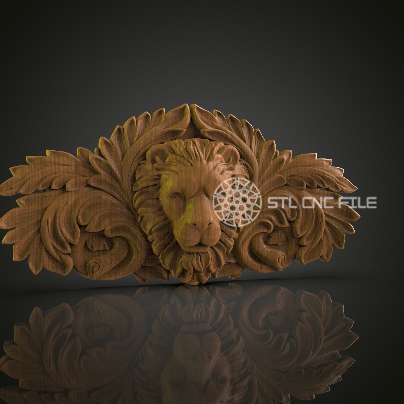 Majestic 3D Carved Lion Head STL File for CNC and 3D Printing Ornate ...