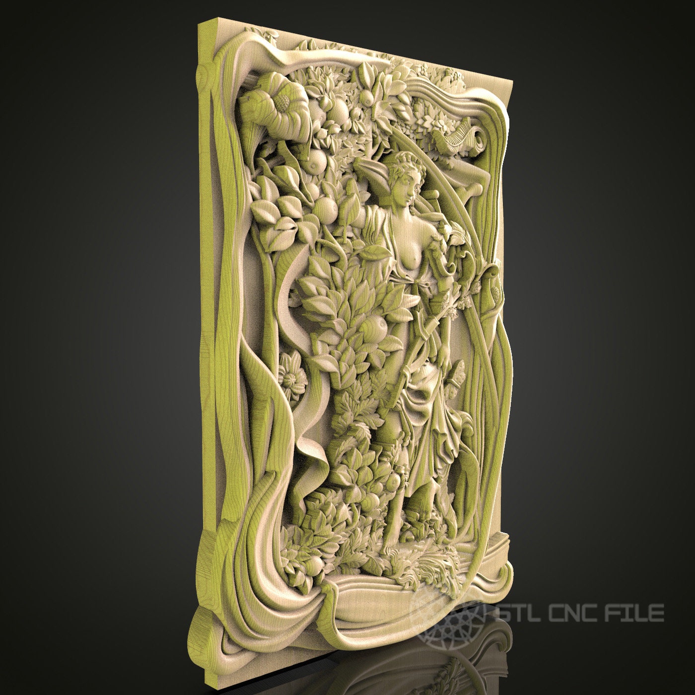 Baroque Garden Scene 3D Model STL File for CNC Router, Artistic Panel ...