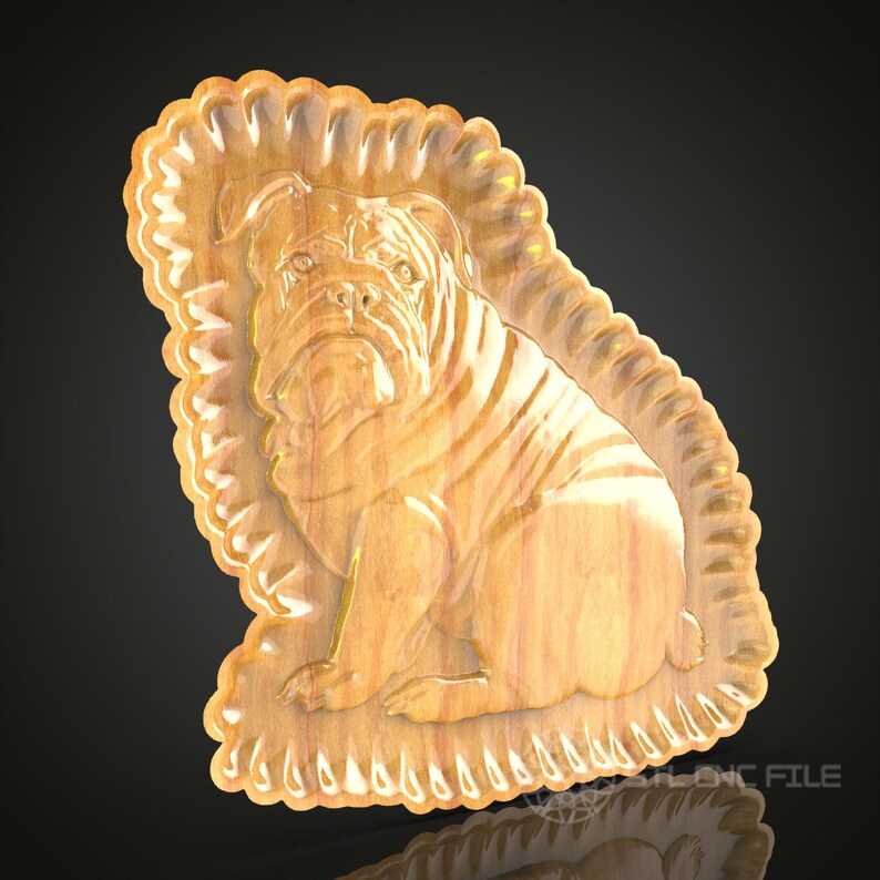 Bulldog Portrait 3D STL Model for CNC Router - Decorative Wood Wall Art ...