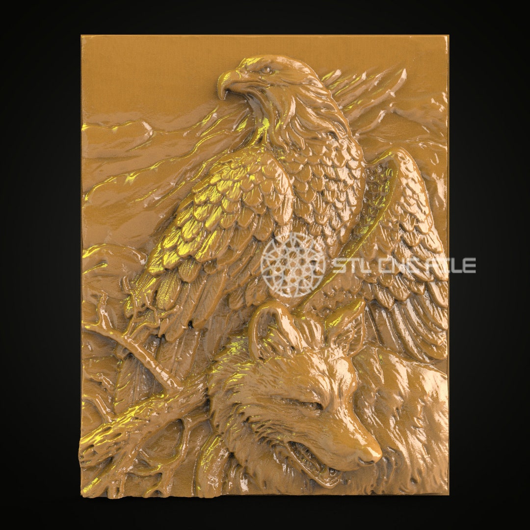 Eagle and Wolf 3D STL Model: CNC Router Engraver File - Etsy