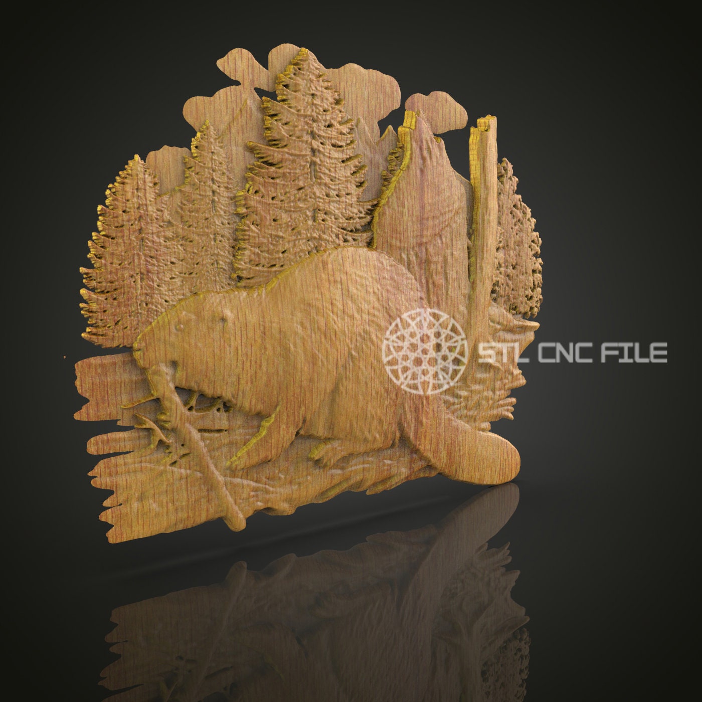 Busy Beaver in Forest 3D STL Model, Perfect for CNC Routers, Artcam ...