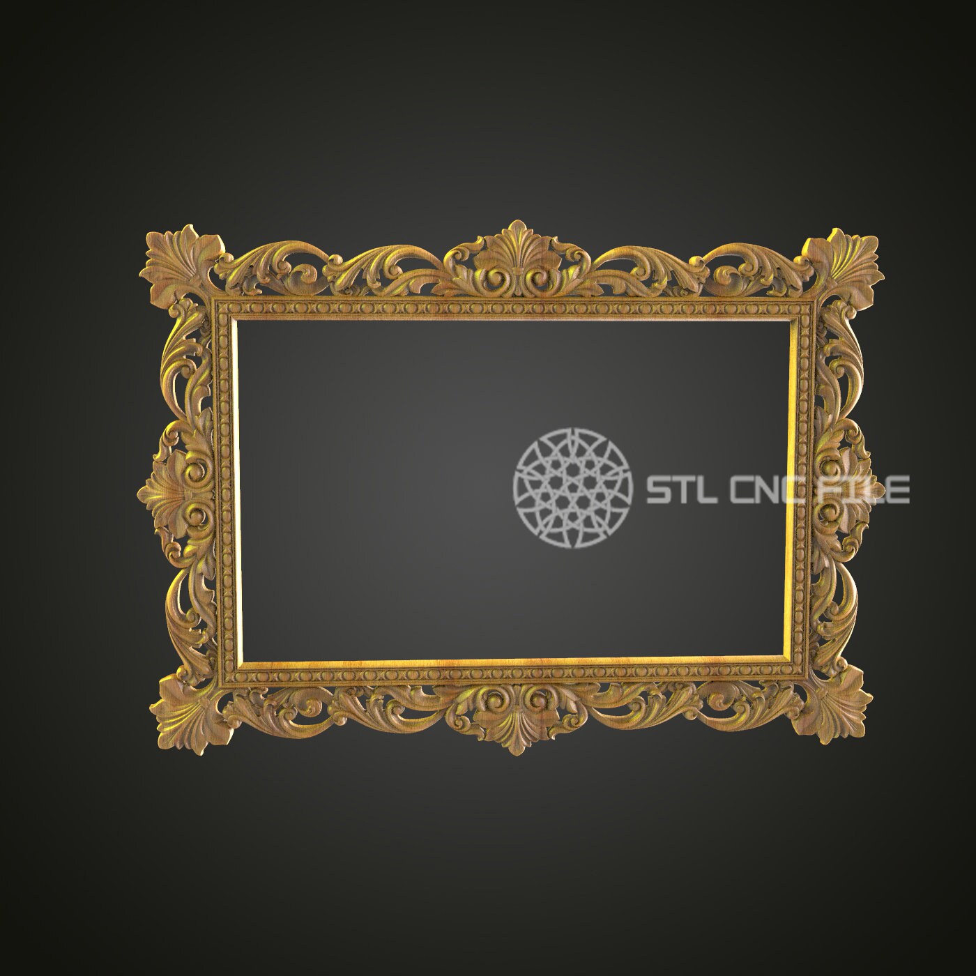 Elegant Ornate Golden Frame 3D Model for CNC Artcam, Aspire, STL Files ...