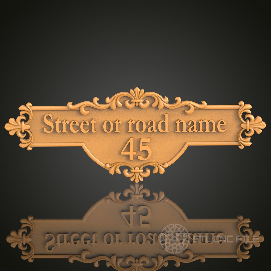 Elegant Street or Road Name Plate Stl Model for CNC Router Engraver ...