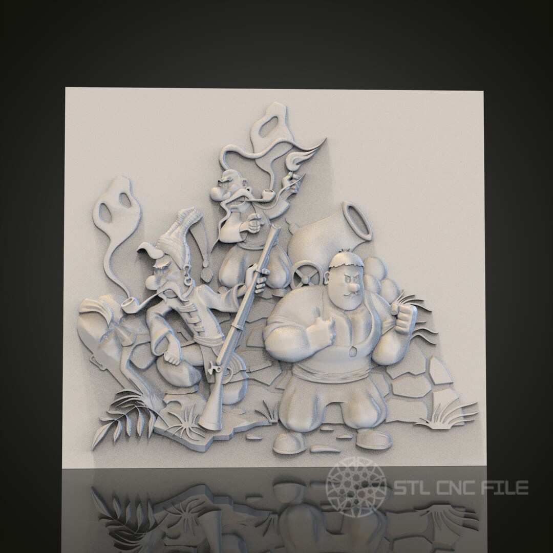 Whimsical Cartoon Characters Relief STL Model for CNC Router Engraver ...