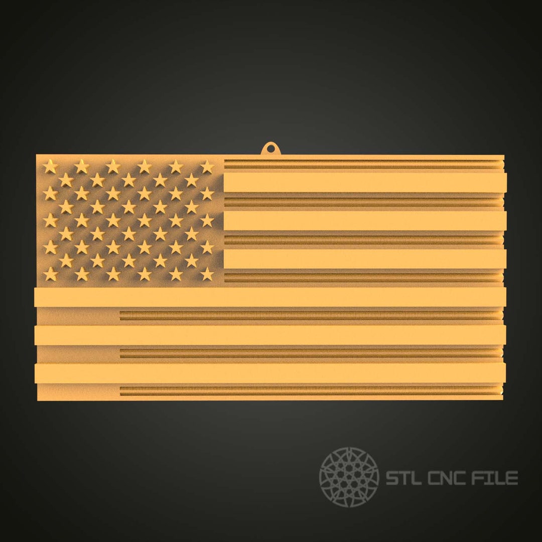 3D American Flag - STL Model for CNC Router Engraver, Artcam, Aspire ...