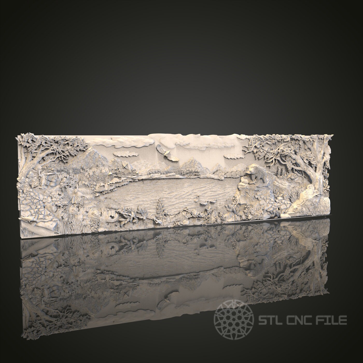 Wilderness Landscape Panel STL Model: CNC & 3D Printing (PDF Download ...