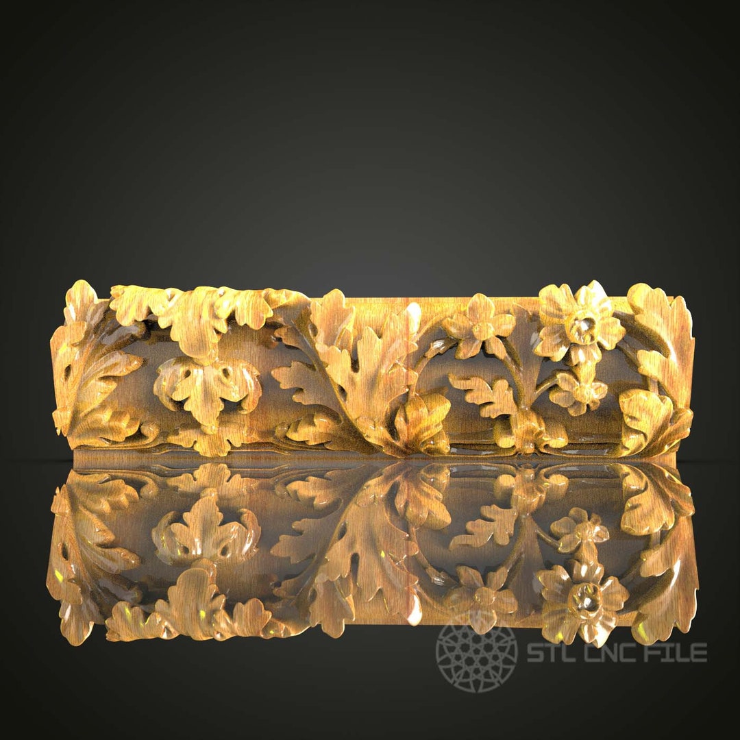 Oak Leaves and Flowers STL Model - CNC Carving Design, Router Engraver ...