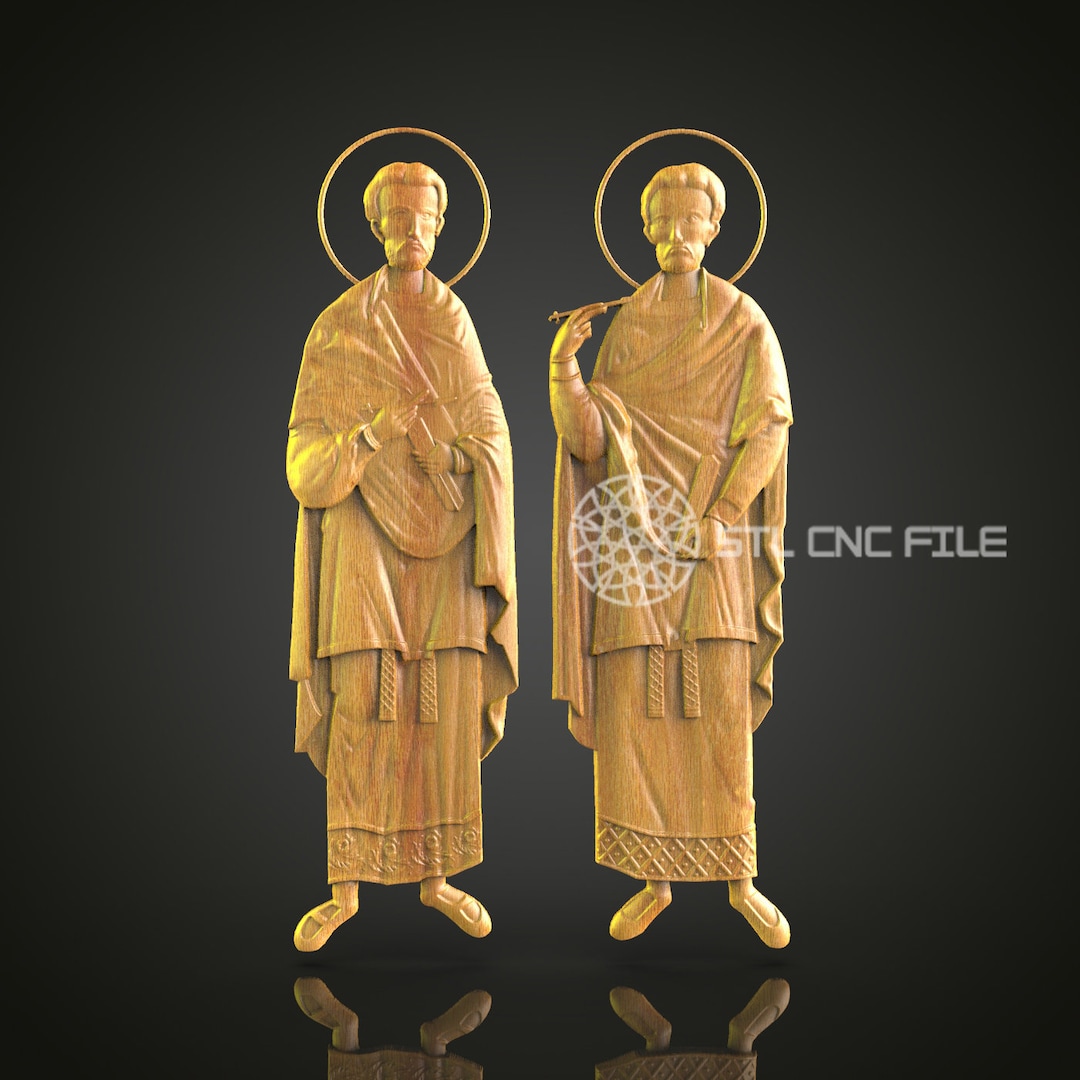 Saintly Apostles CNC Router Engraved Wood Panel - Dual Portrait for ...