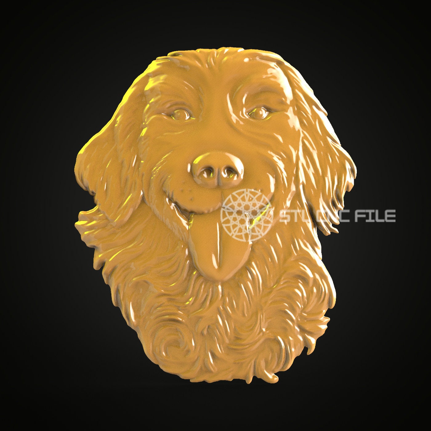 Cheerful Golden Retriever 3D STL Model, Perfect for CNC Wood Engraving ...