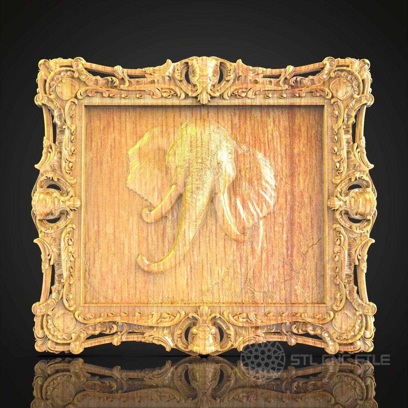 Ornate Elephant Frame STL Model for CNC Router - Exquisite Wall Art ...