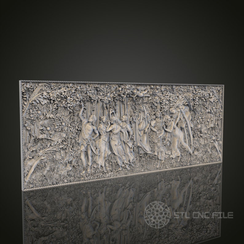 Renaissance Dance Scene Relief STL Model: CNC Router Engraving, Wall ...