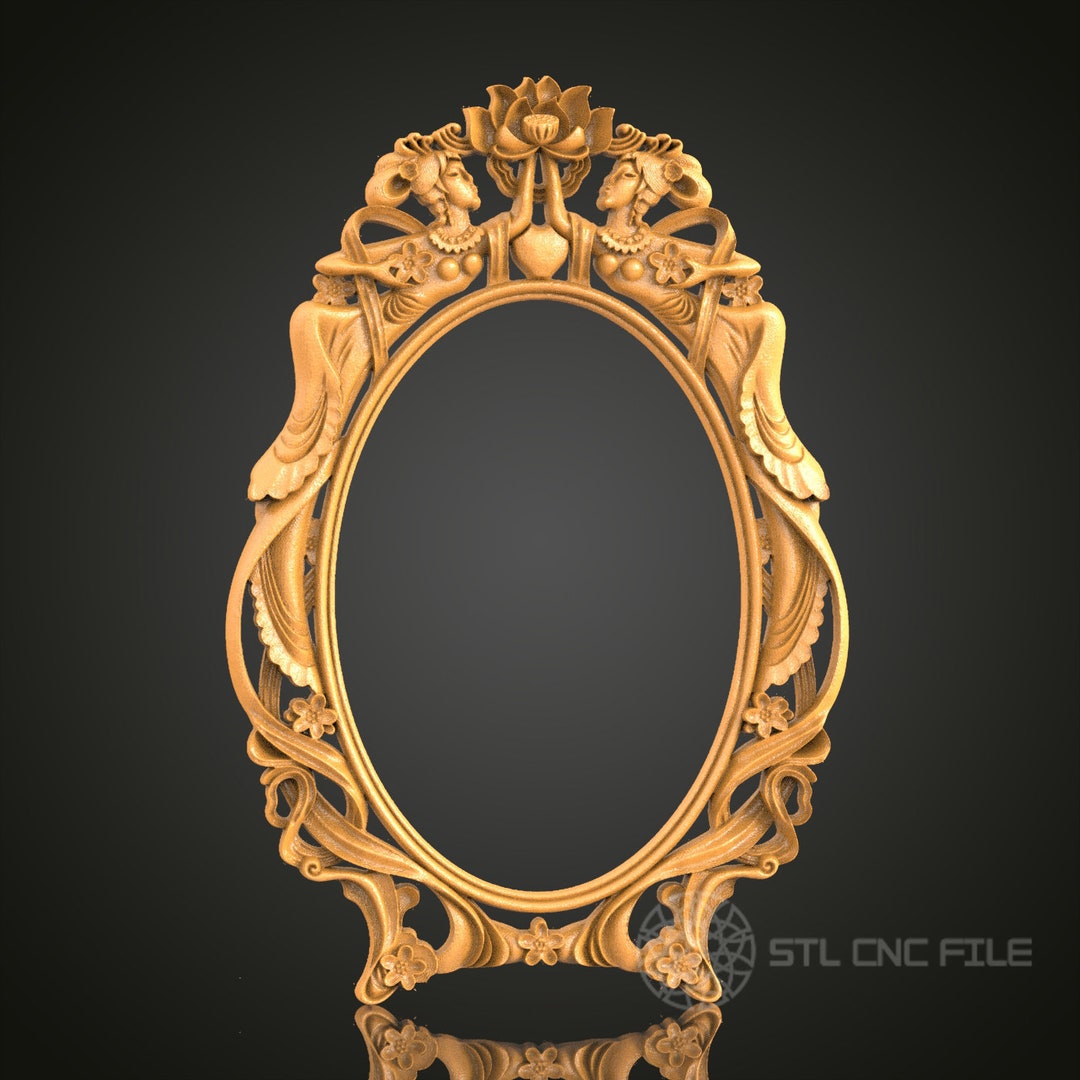 Art Nouveau Inspired Oval Frame STL Model – Ideal for CNC and 3D ...