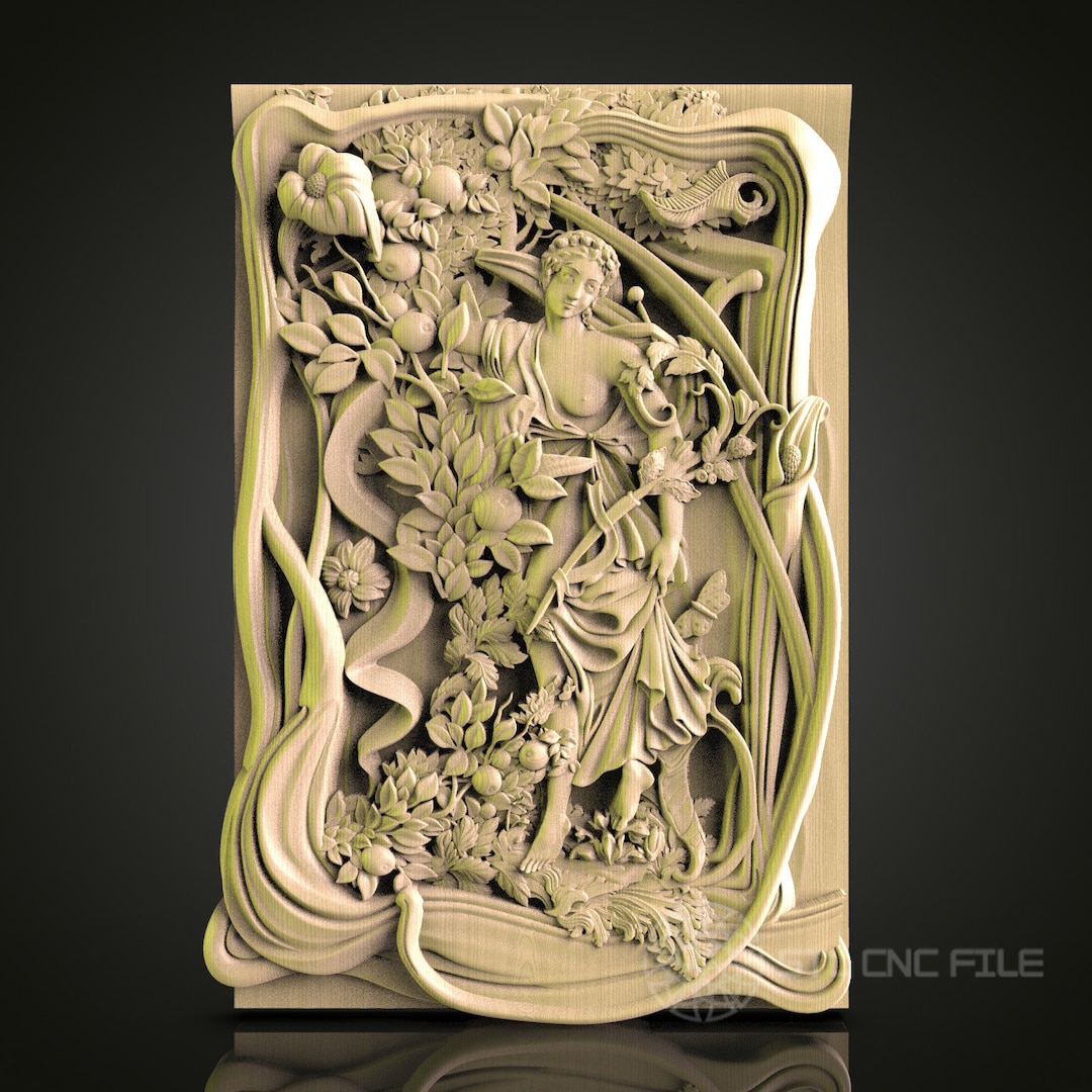 Baroque Garden Scene 3D Model STL File for CNC Router, Artistic Panel ...
