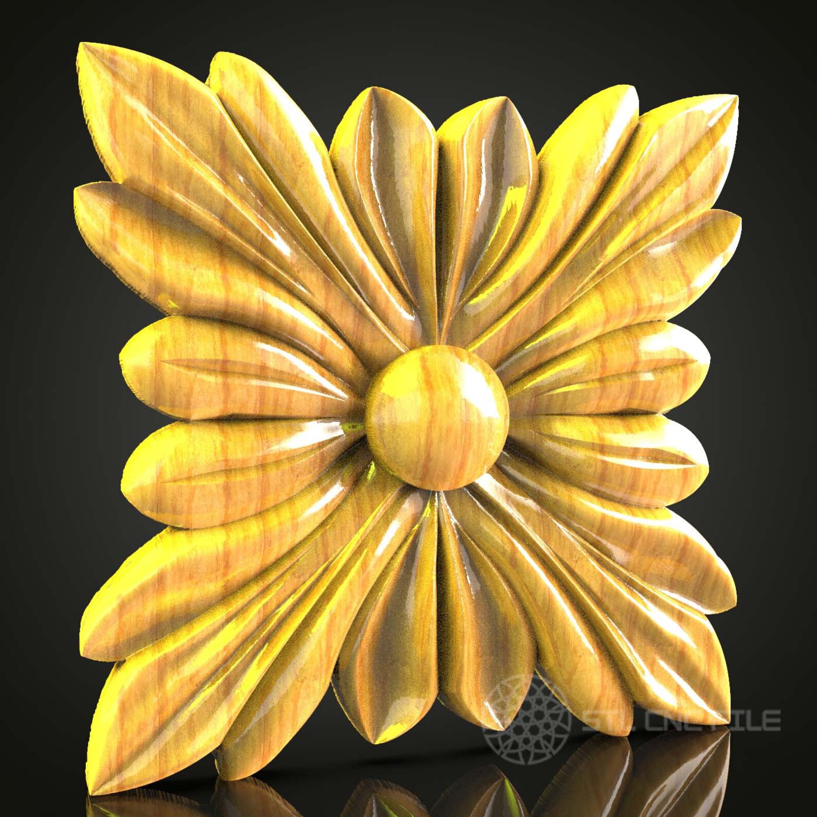 Radiant Wood Floral Design - STL Model, CNC Router, Artcam, Aspire ...